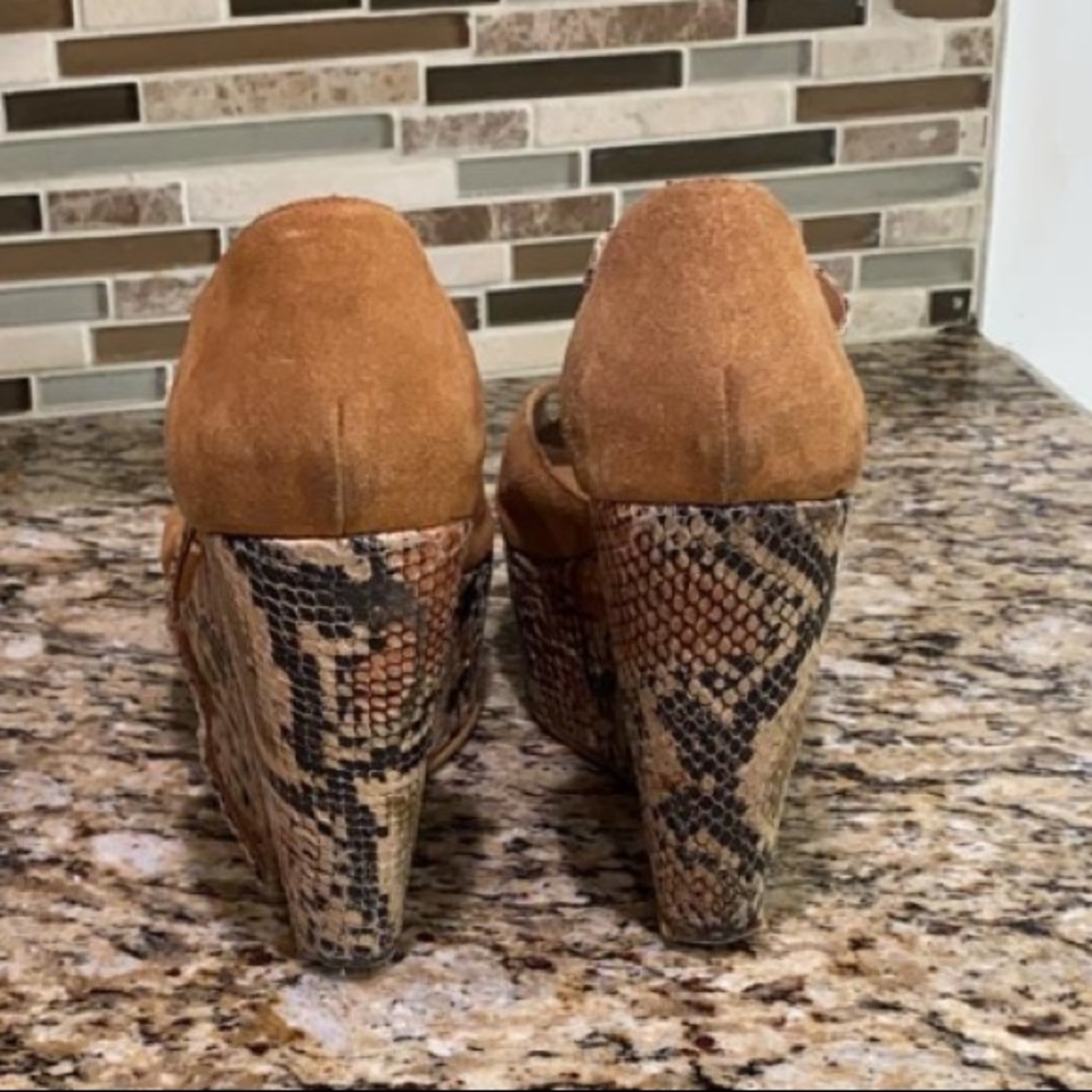 Steve Madden Suede Snakeskin Platform Wedges - Gem